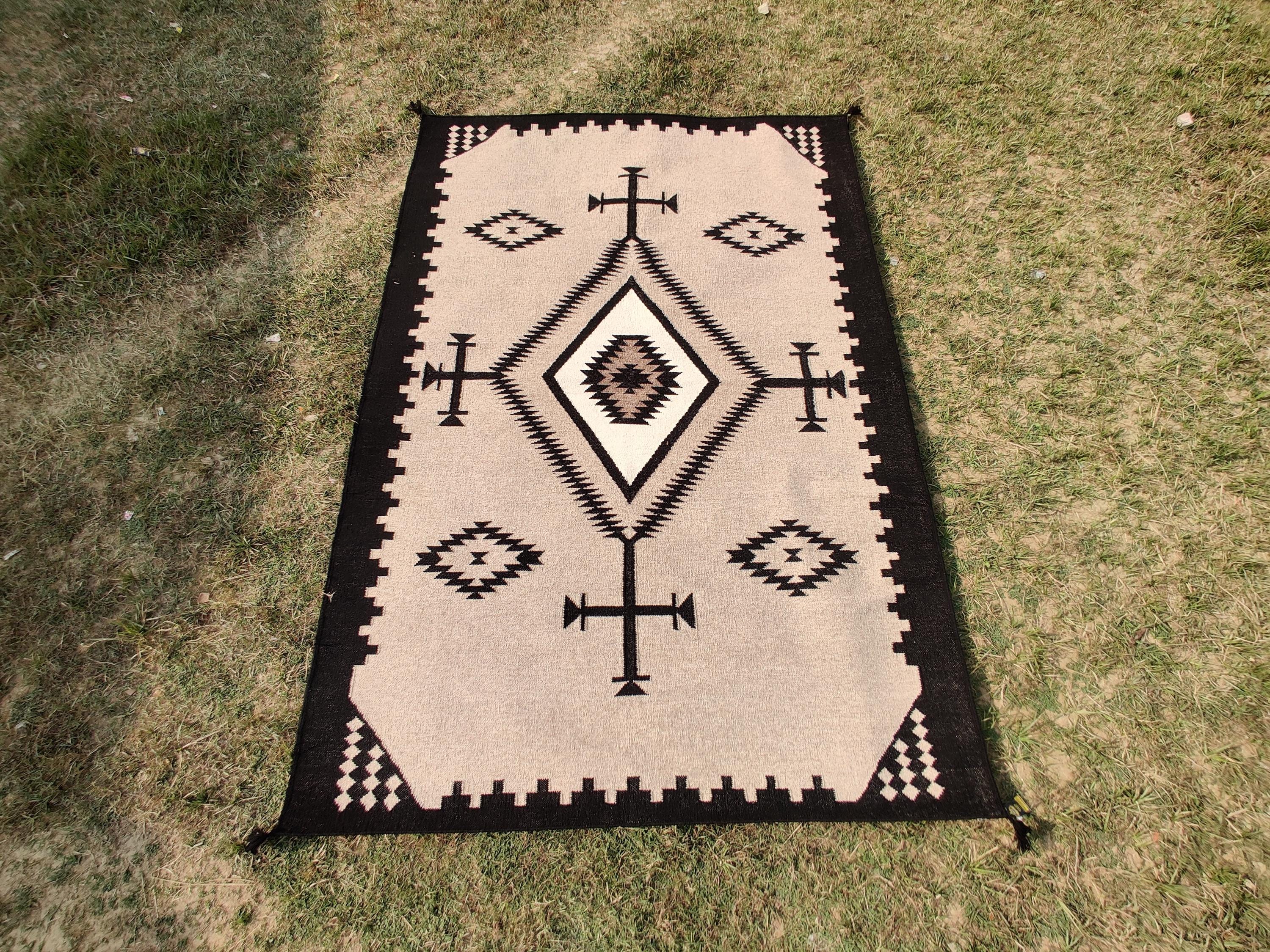 6x9 Handwoven Kilim Wool Navajo Rug Southwestern Pattern Modern Design ...
