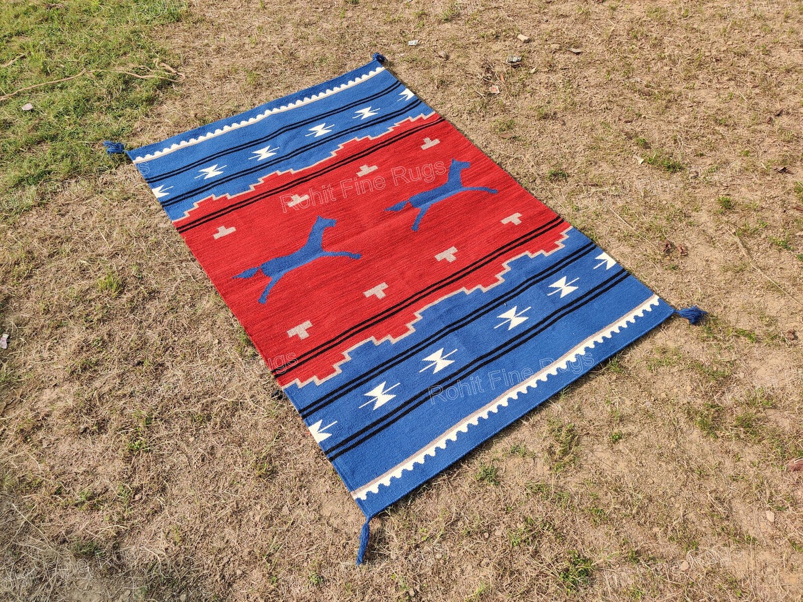 4x6 Ft Handwoven Kilim Wool Navajo Rug Horse Tapestry Rug Native ...