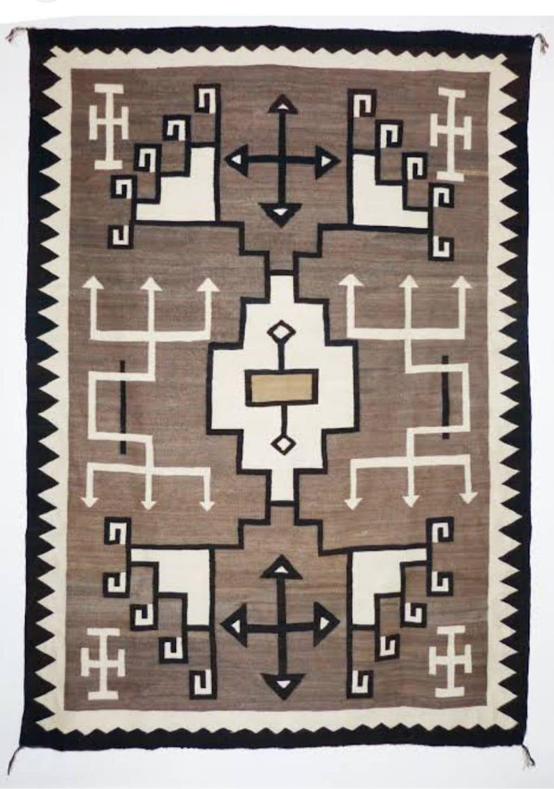 Handwoven Wool Navajo Rug Geometric Pattern Southwestern Modern Design ...