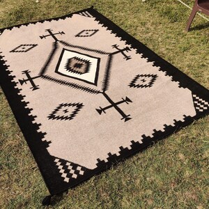 6x9 Handwoven Kilim Wool Navajo Rug Southwestern Pattern Modern Design ...