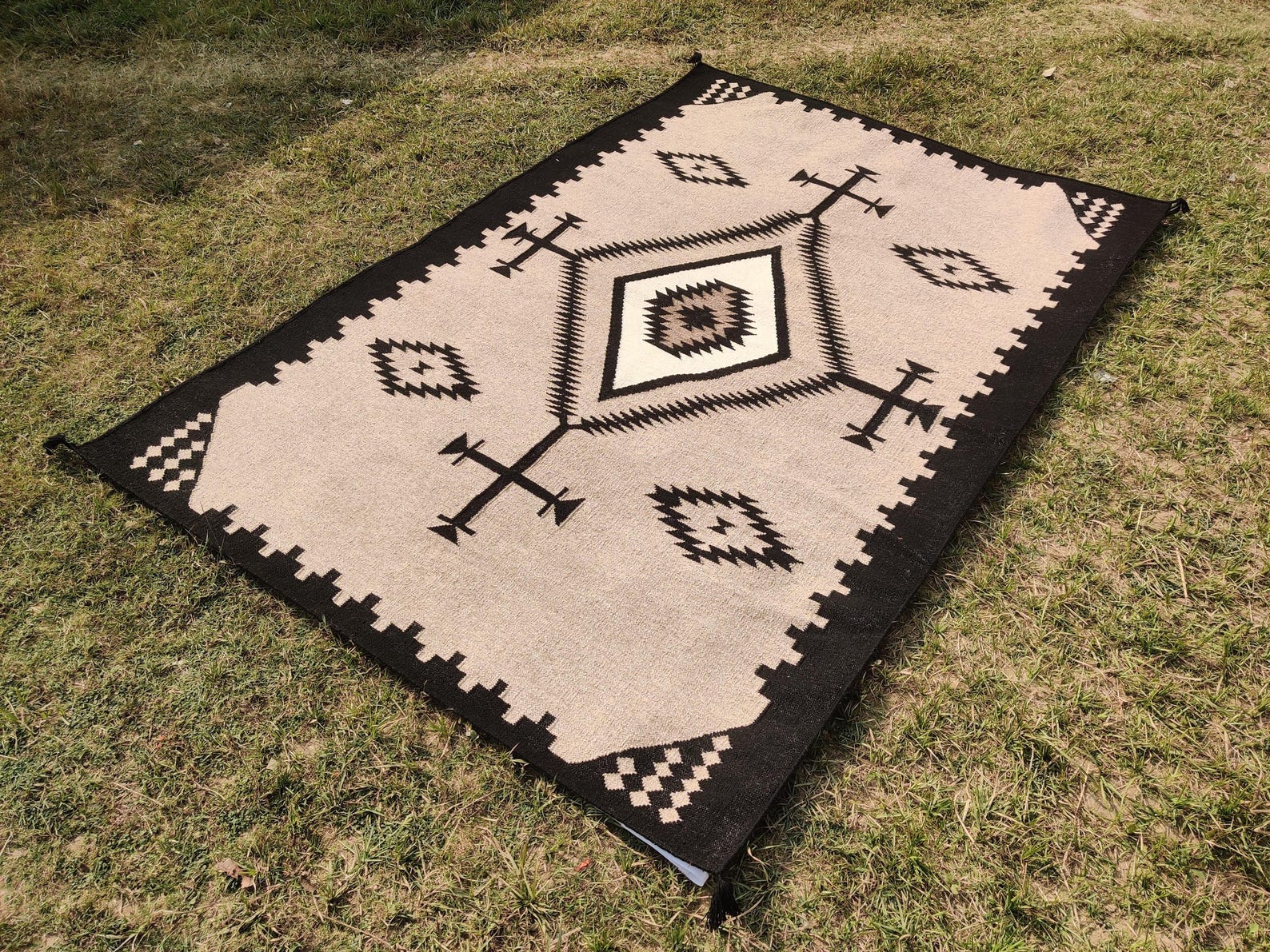 6x9 Handwoven Kilim Wool Navajo Rug Southwestern Pattern Modern Design ...