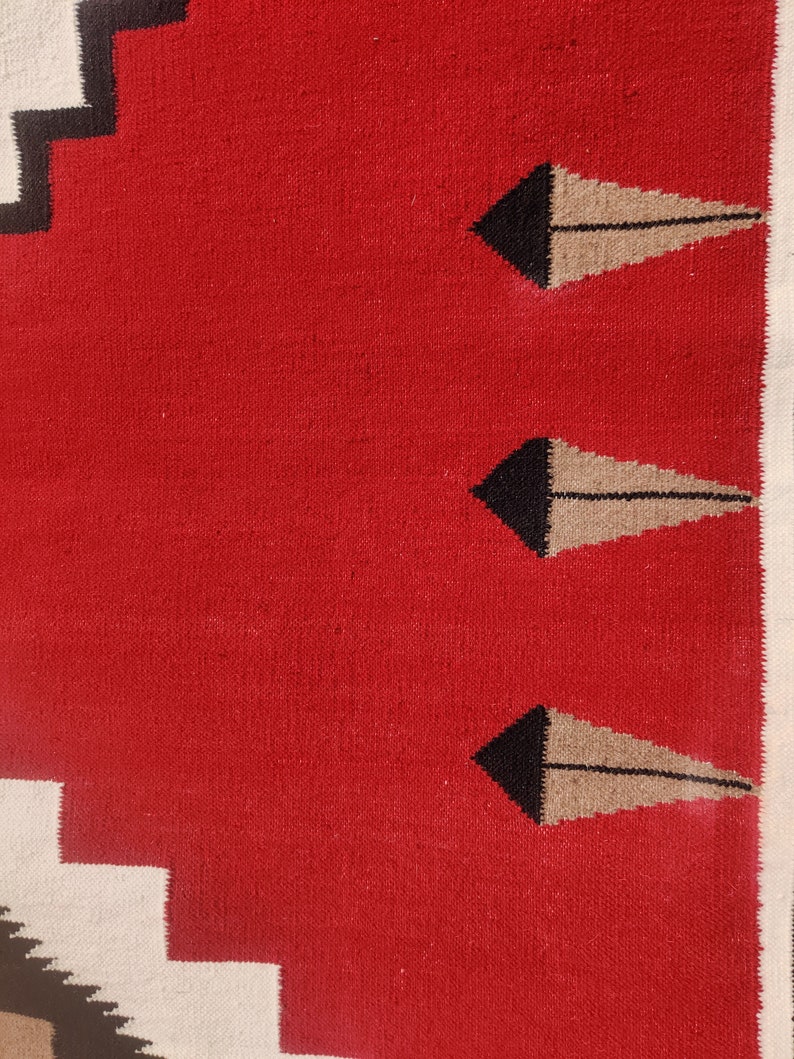 Handwoven Wool Kilim Navajo Rug Geometric Pattern Western Design Navajo ...