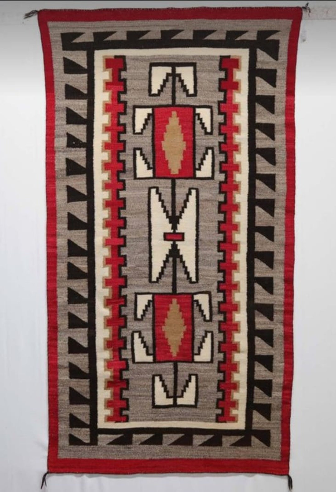 Handwoven Kilim Wool Navajo Rug Geometric Pattern Western Design Size ...