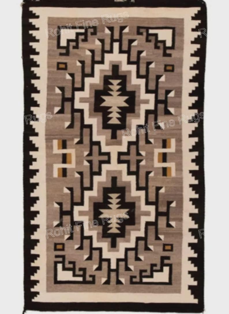 6x9 Ft Handwoven Wool Navajo Rug Southwestern Pattern Native American ...