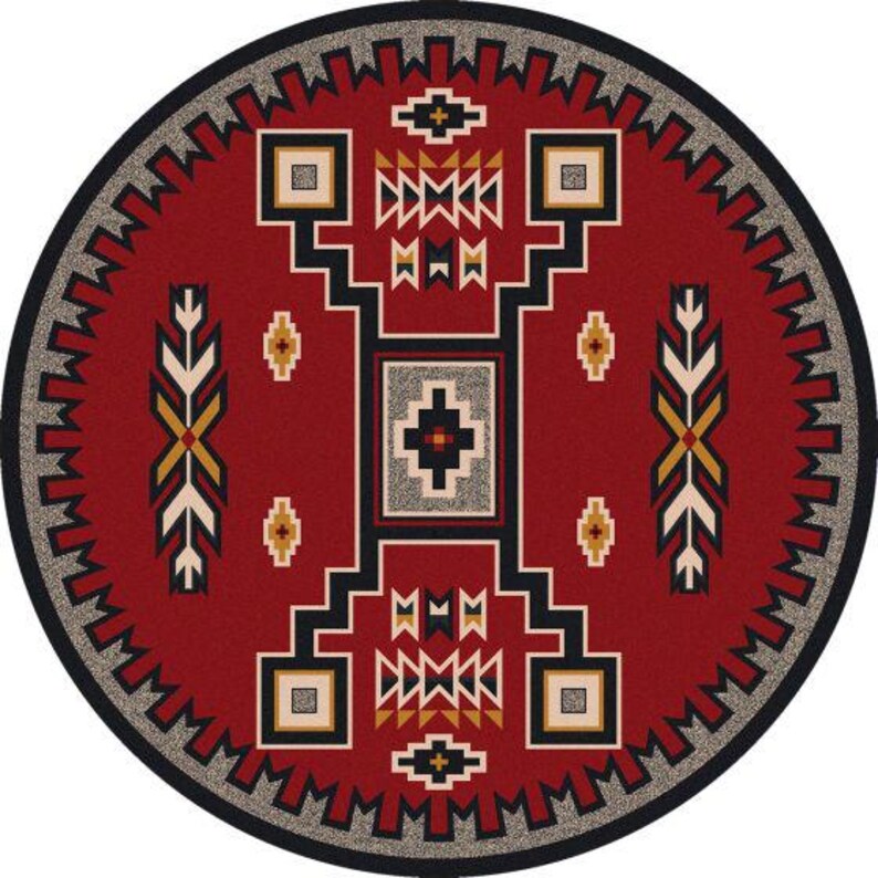 Stylish 8x8 Handwoven Red Color Wool Navajo Rug Authentic Southwest ...