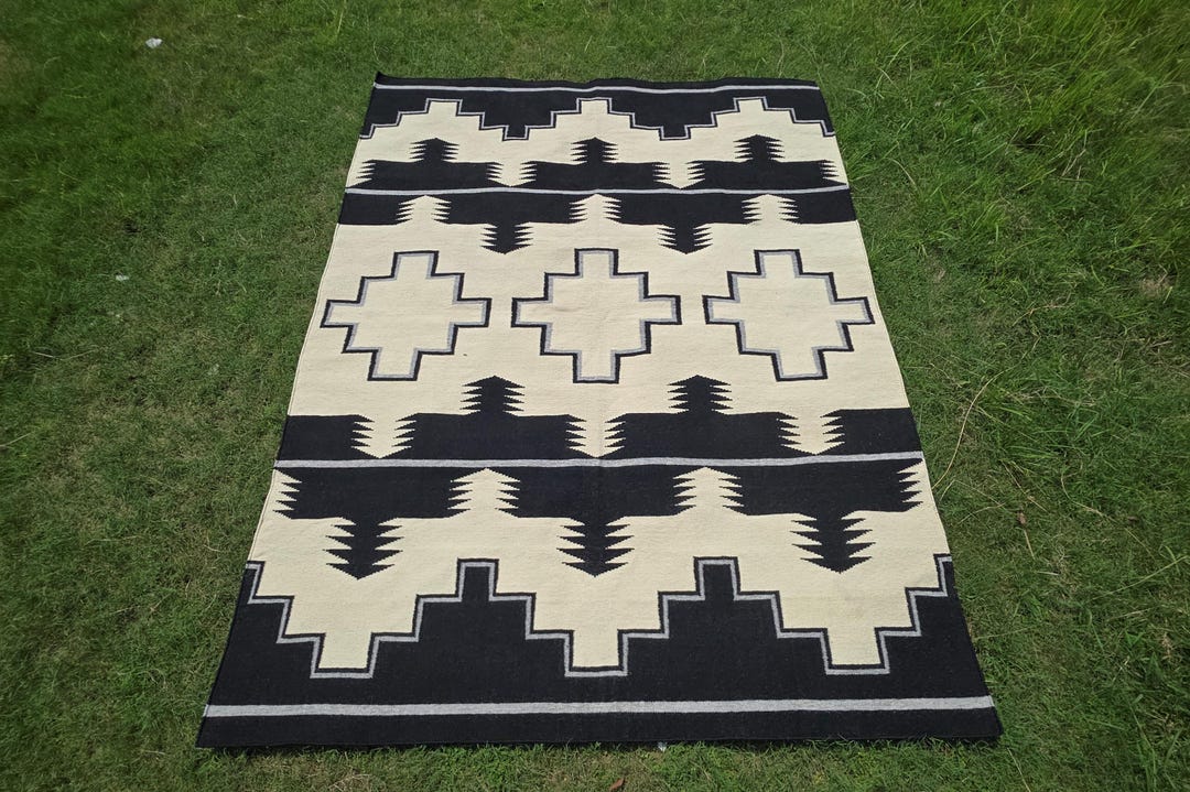 6x9 Ft Handwoven Wool Navajo Rug Southwestern Pattern Native American ...
