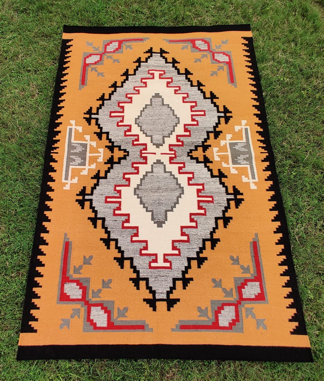 Handwoven Kilim Wool Navajo Rug Geometric Pattern Western Design Size ...