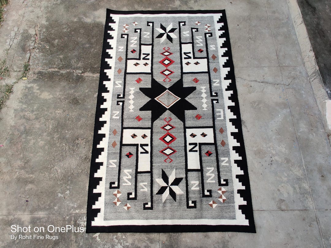 Stunning 5x8 Handwoven Kilim Wool Navajo Rug Southwestern Pattern ...