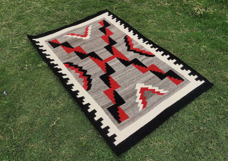 Handwoven Navajo Rug Geometric Pattern Free Shipping Native American ...