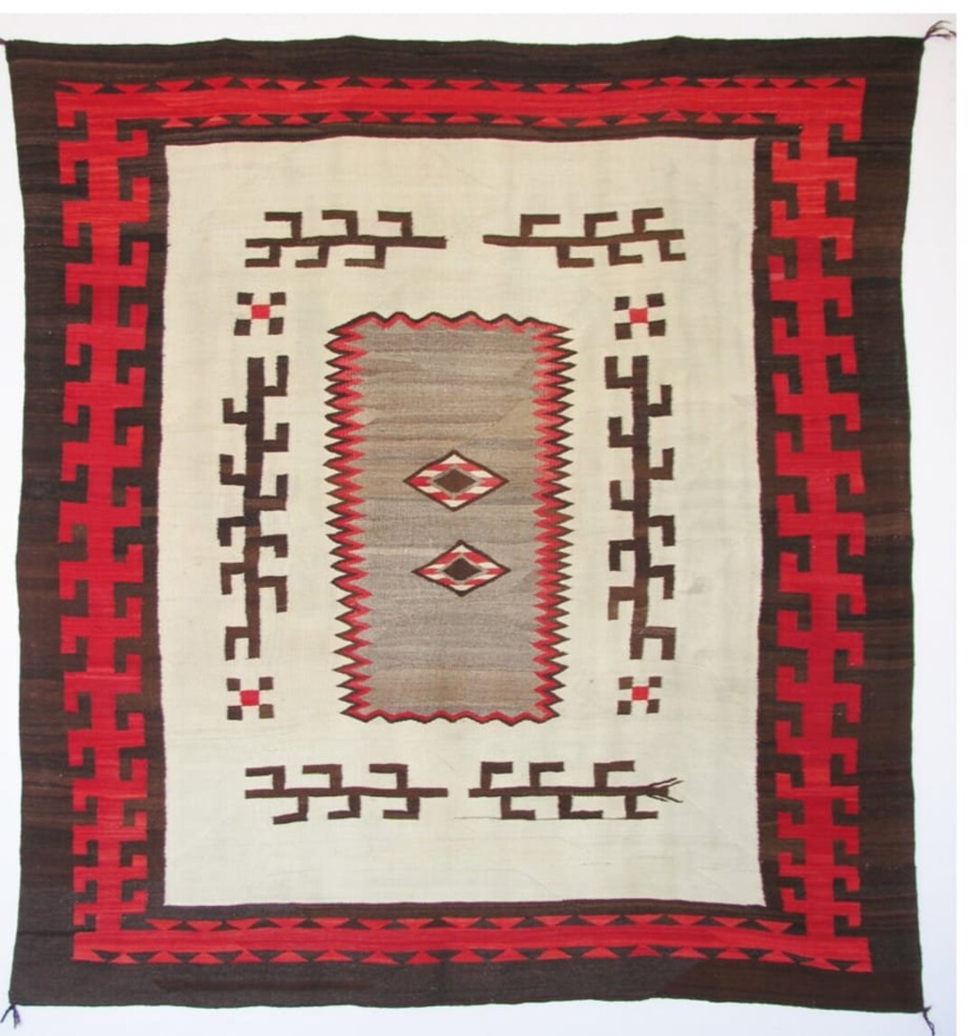 8x10 Handwoven Wool Navajo Rug Modern Geometric Pattern, Southwest ...
