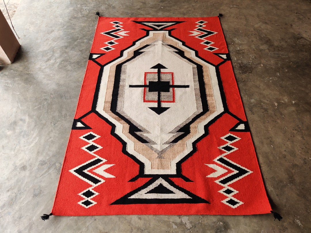 Handwoven Navajo Rug Geometric Pattern Home Decor Rug Navaho Rug Size ...