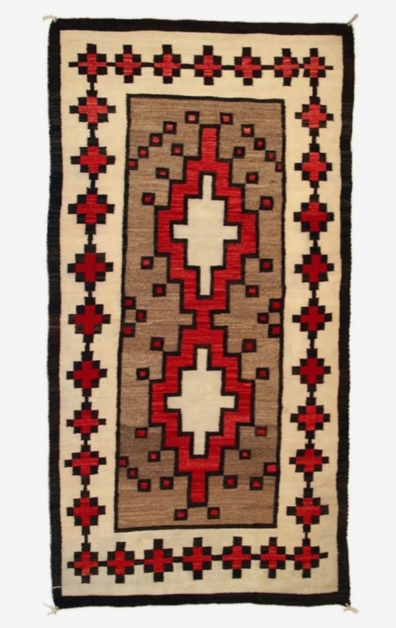 6x9 Ft Handwoven Wool Navajo Rug Southwestern Pattern Native American ...
