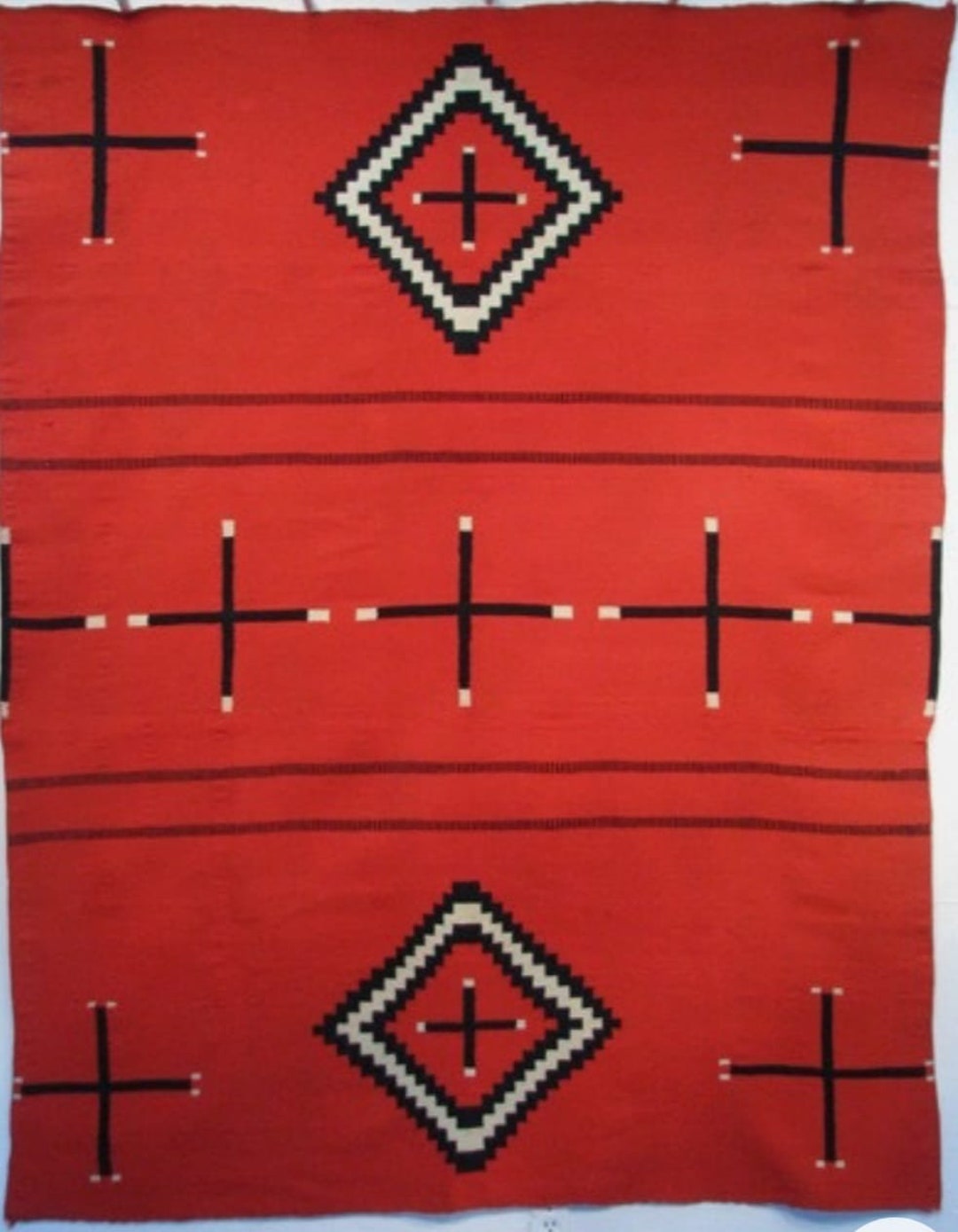 8x10 Ft Handwoven Kilim Wool Red Navajo Rug Southwestern Pattern Modern ...