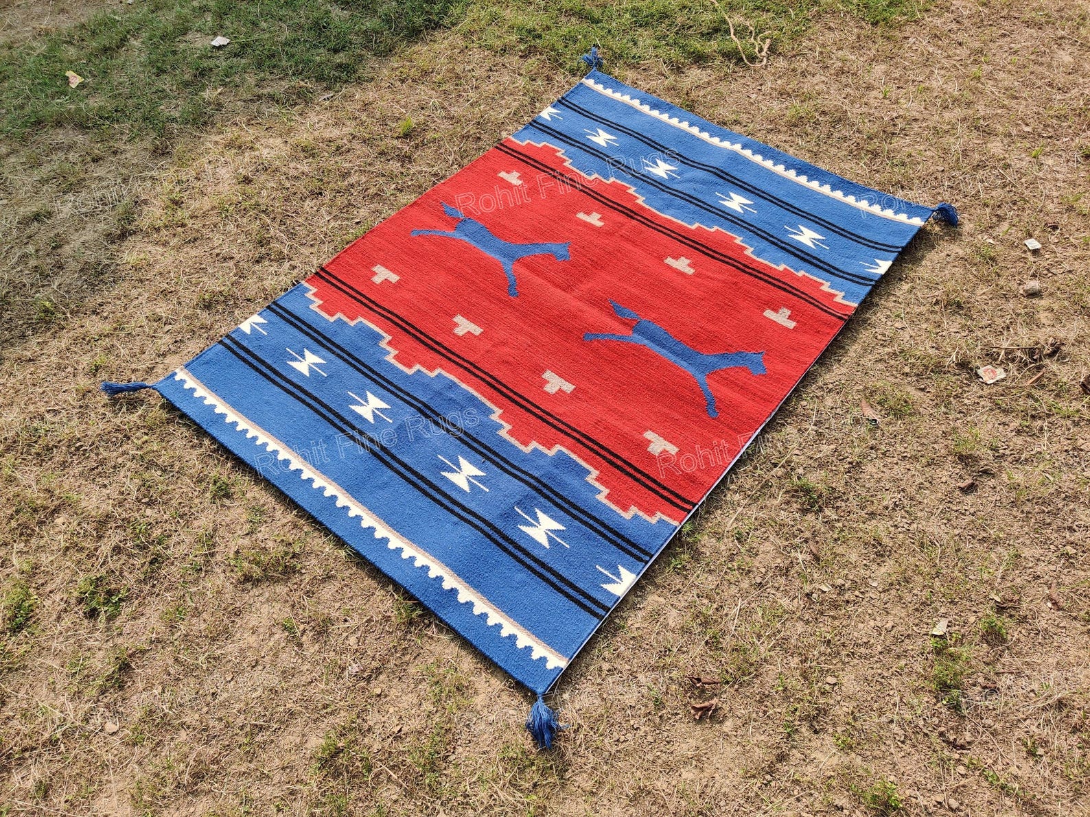 4x6 Ft Handwoven Kilim Wool Navajo Rug Horse Tapestry Rug Native ...