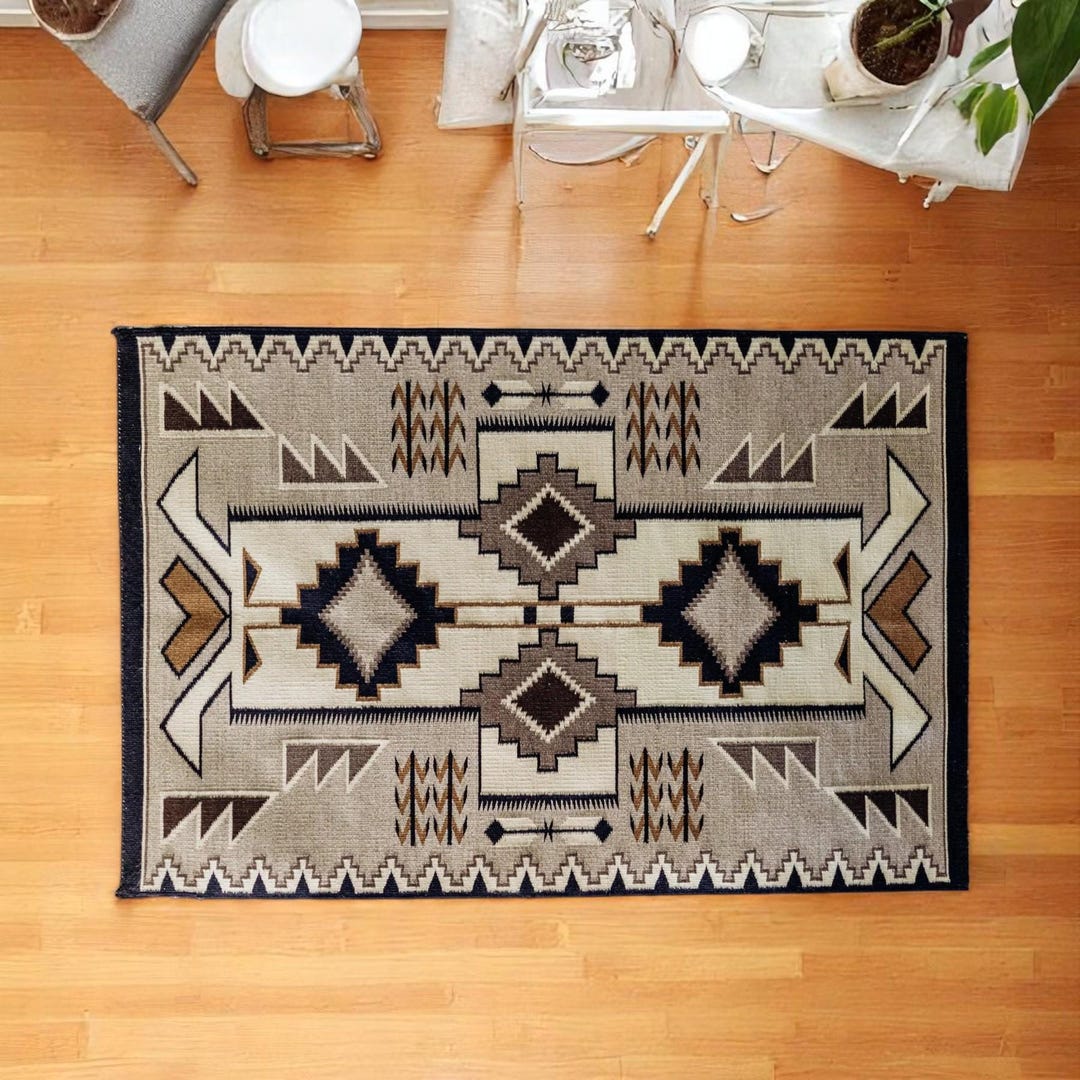 8x10 Handwoven Wool Navajo Rug Southwestern Pattern Native American ...