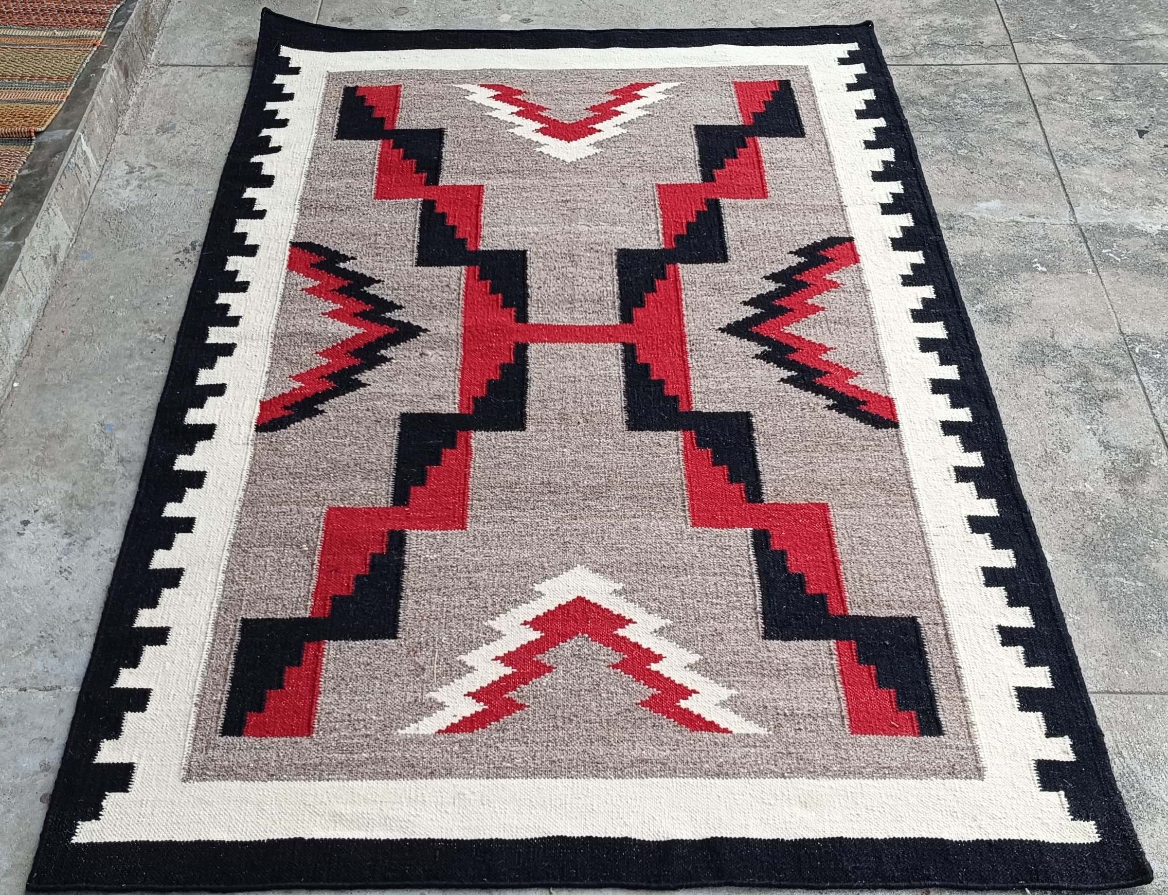 Handwoven Navajo Rug Geometric Pattern Free Shipping Native American ...