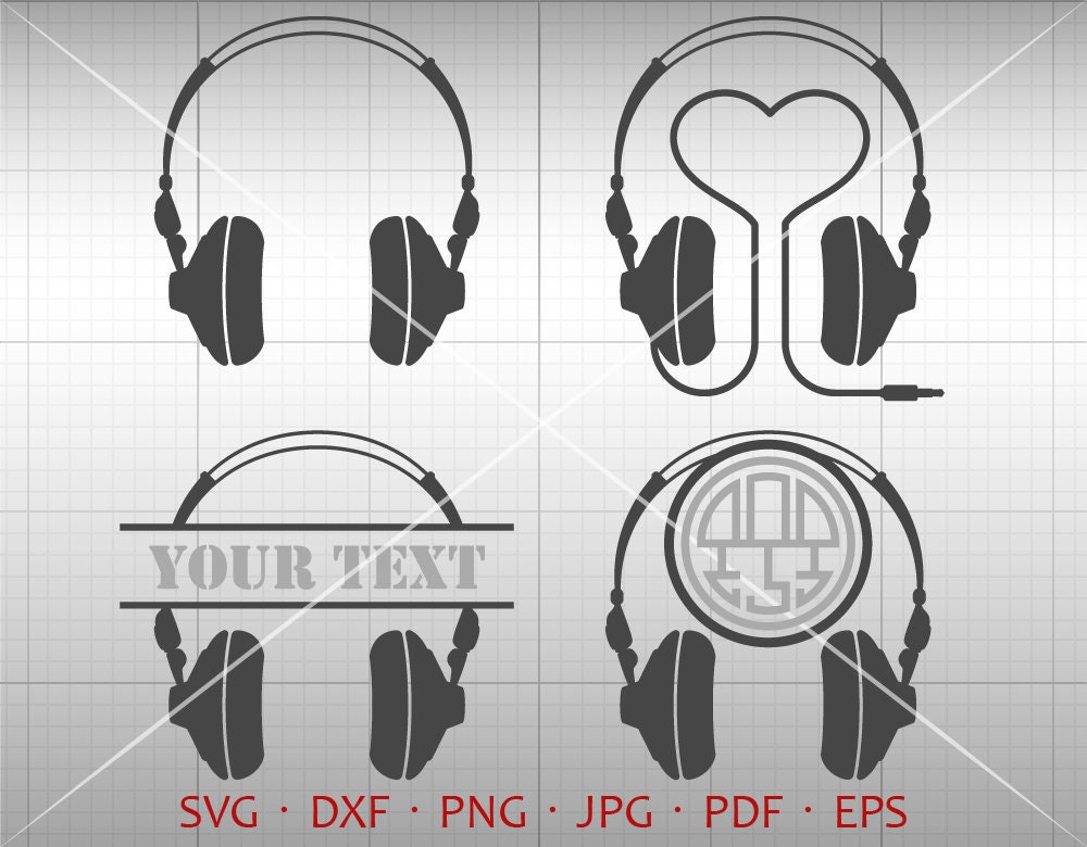 Headphone SVG Musician Monogram Frame headset Clipart | Etsy