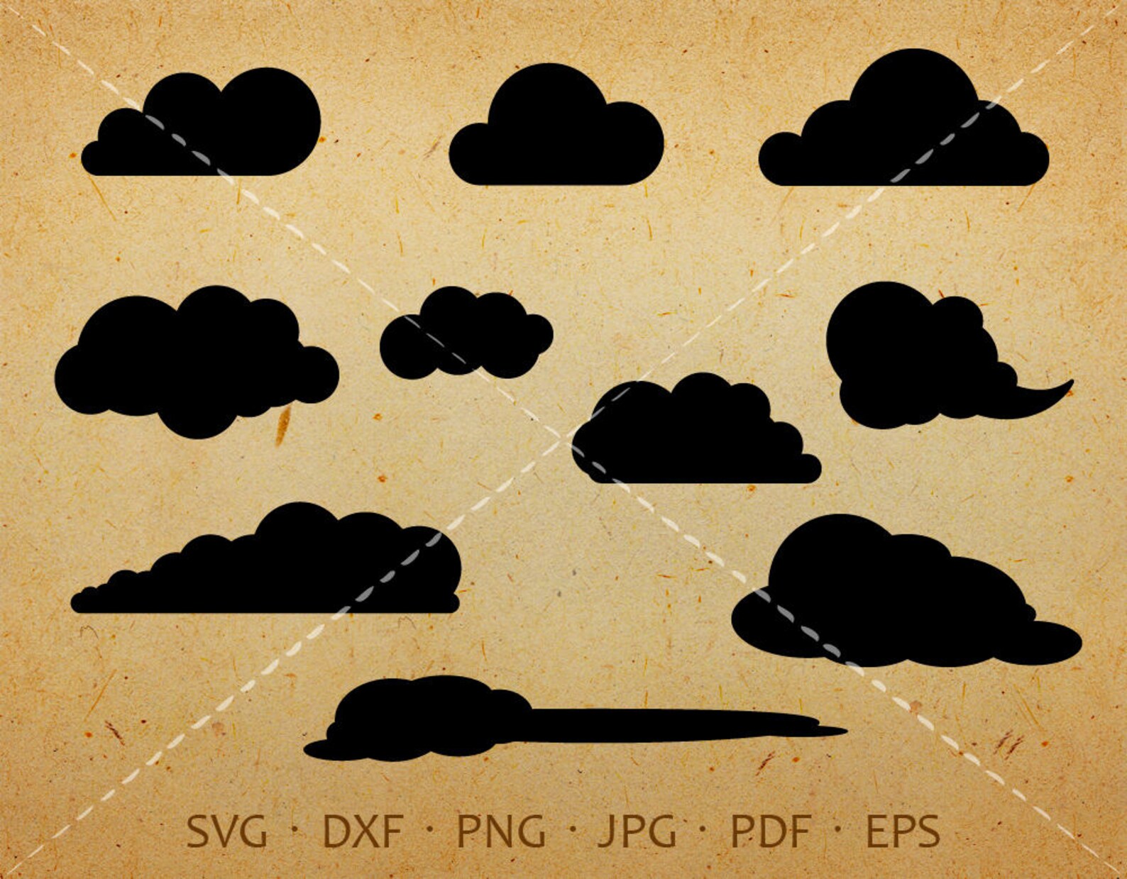 Cloud SVG Cloud Clipart Silhouette Cricut Cut Files | Etsy