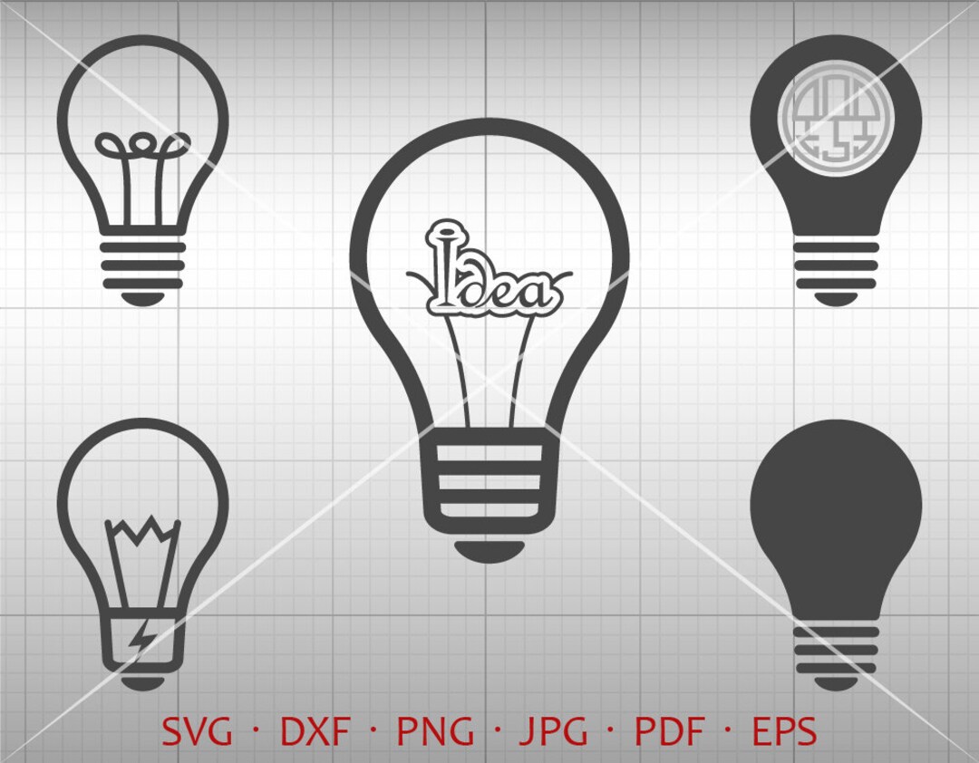Light Bulb SVG, Idea Monogram Frame SVG , Bulb Clipart Silhouette ...