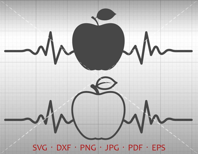 Heartbeat Apple SVG Heartbeat Teacher SVG EKG Apple Clipart | Etsy