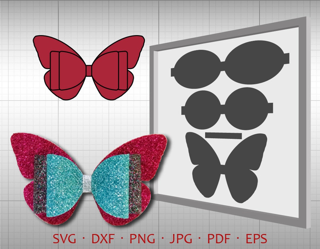 Butterfly 3D Bow SVG, DIY Bow Cut File, Leather Hair Accessories Making ...