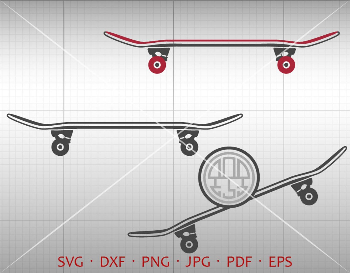 Skateboard SVG, Skater Monogram Frame , Skate Clipart Vector DXF ...