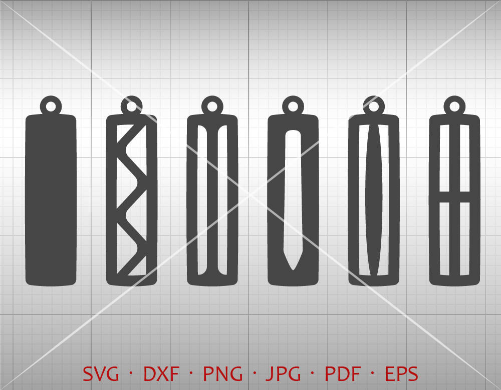 Rounded Rectangle Earring SVG, Long Pendant Svg, Tear Drop Vector DXF ...