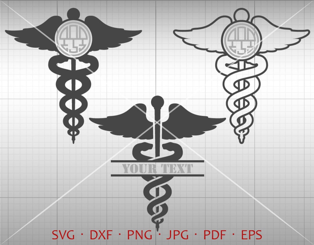 Medical SVG, Caduceus Monogram Frame , Caduceus Symbol Clipart Vector ...