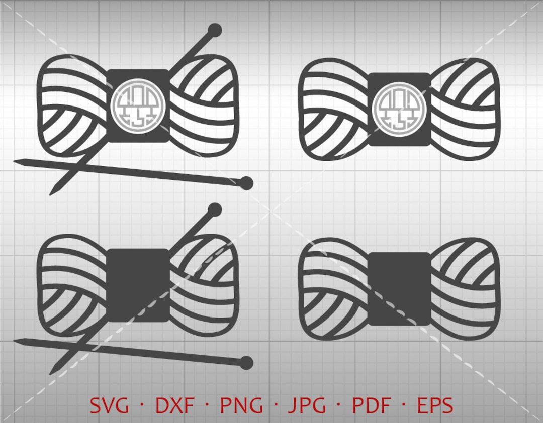 Knitting SVG, Yarn Monogram Frame , Knitter Clipart Silhouette Cricut ...