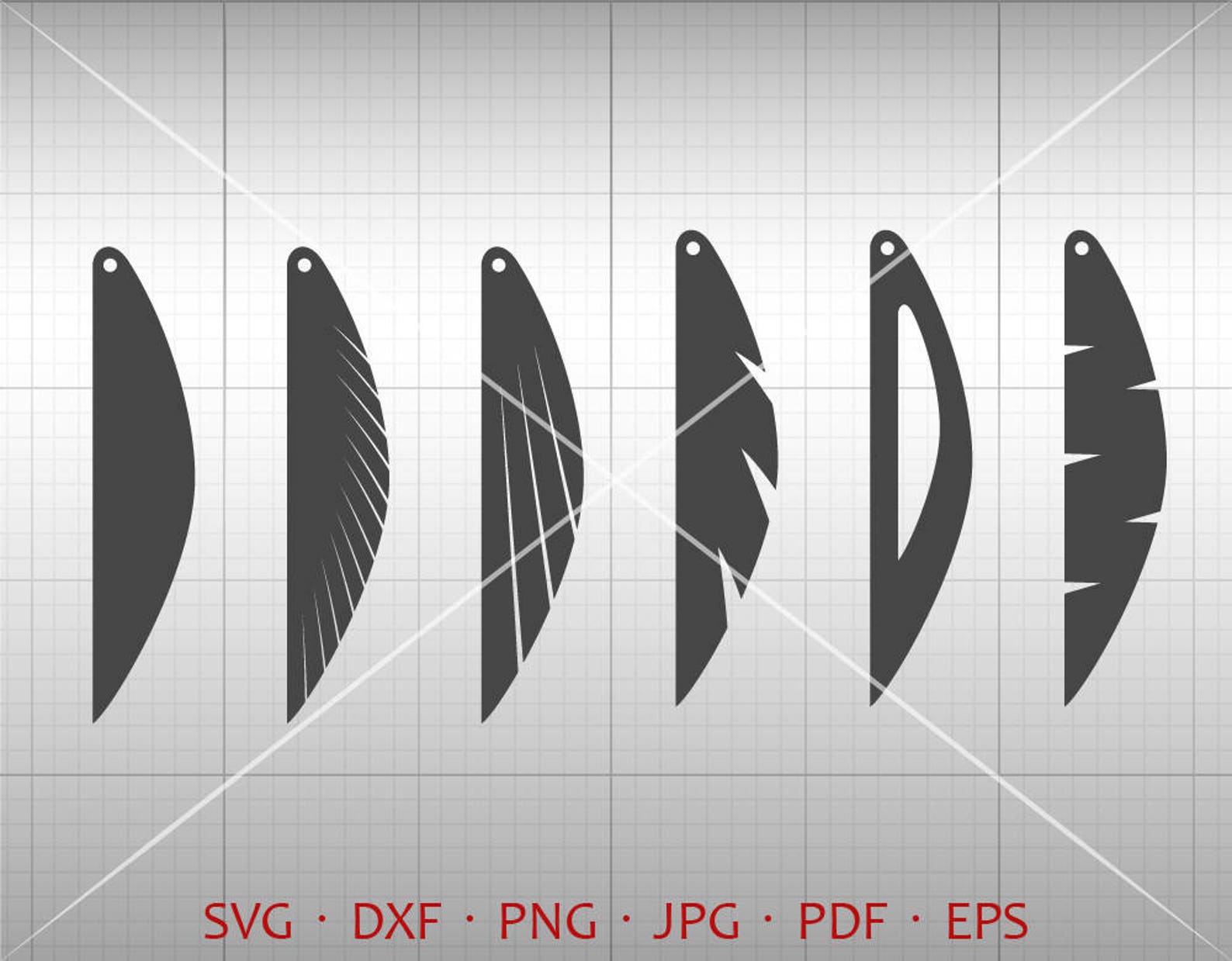 Long Fin Earring SVG, Tear Drop SVG, Pendant Svg, Vector DXF, Leather ...