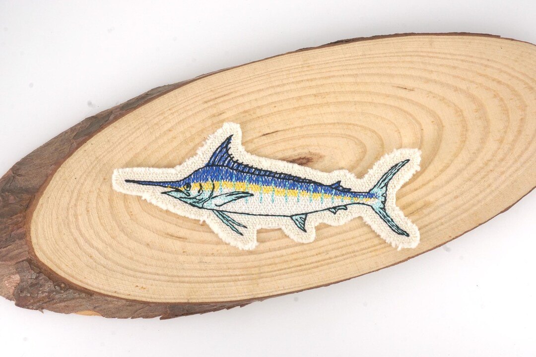 Blue Marlin Embroidered Patch, Marine Fish Canvas Applique, Iron On - Etsy