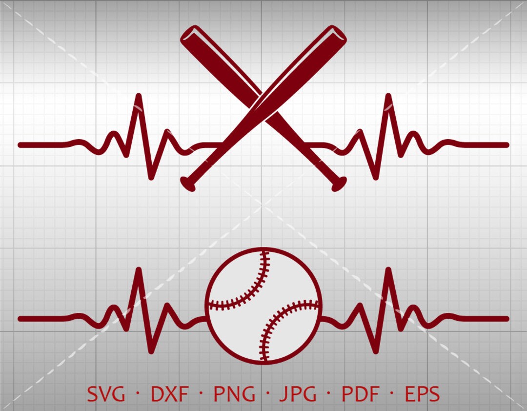 Heartbeat Baseball SVG Baseball Clipart Silhouette Cricut Cut - Etsy