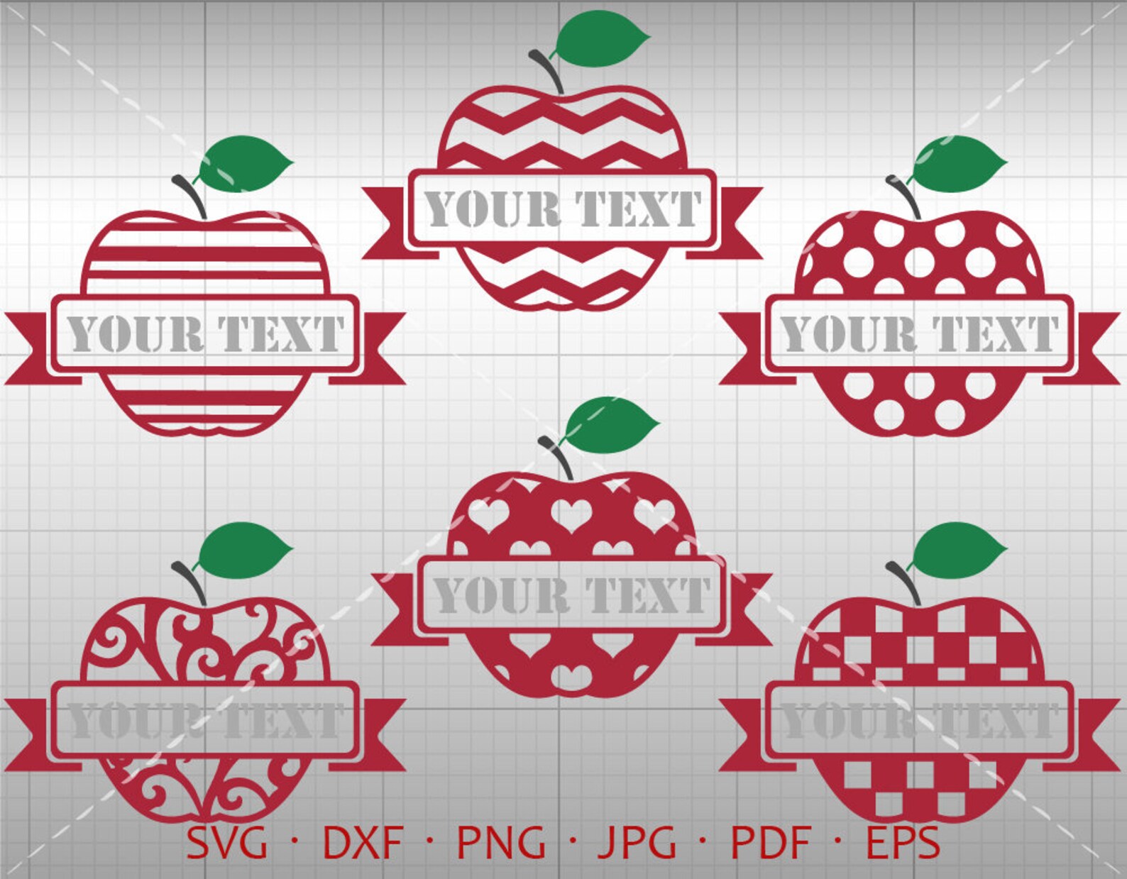 Apple SVG, Teacher Apple Monogram Frame, Apple Clipart DXF Vector ...