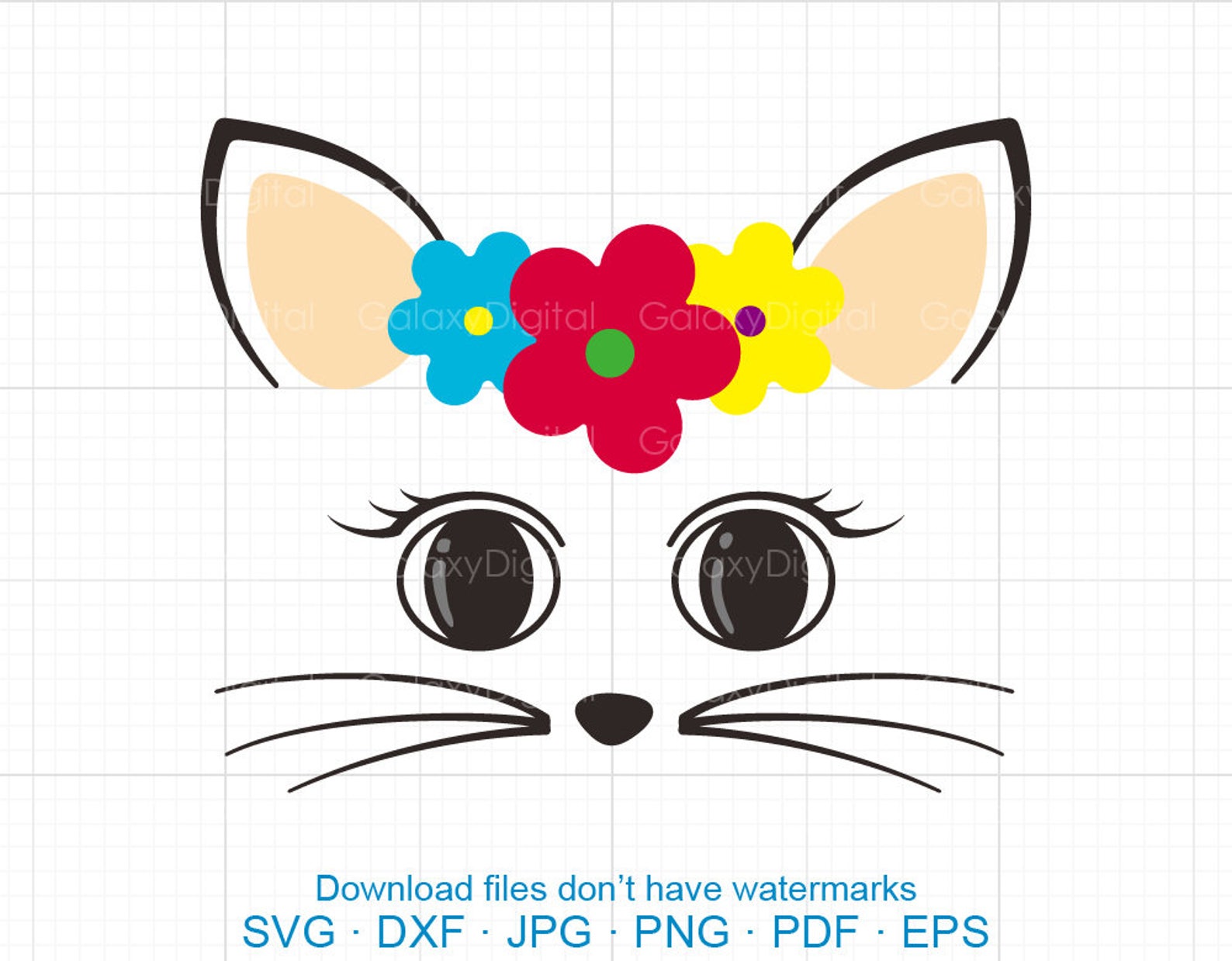 Cat Birthday SVG Cat SVG Kitty SVG Flower Kitty Svg Kitty - Etsy