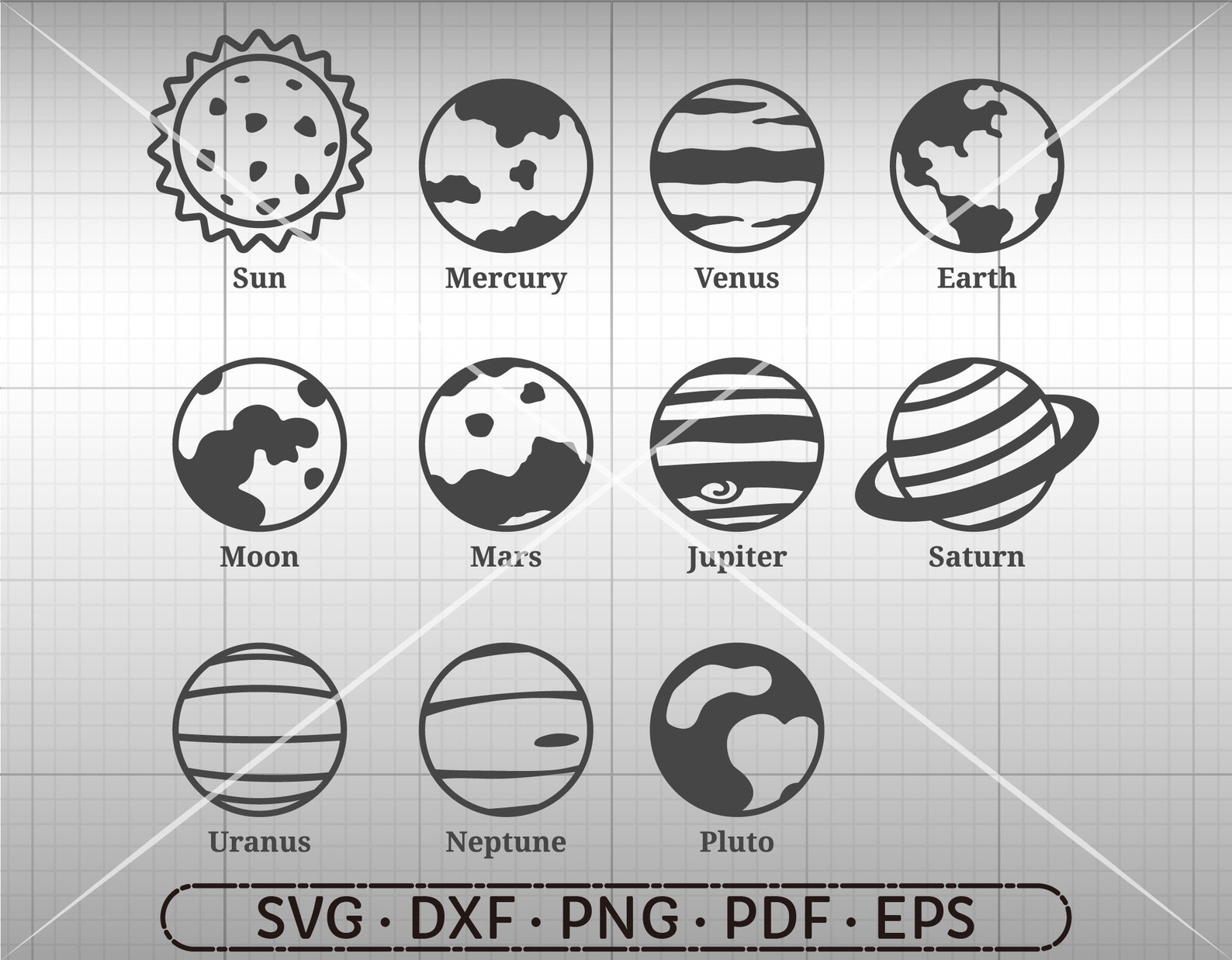 Solar System SVG, Nine Planets SVG, Universe SVG, Silhouette Cricut Cut ...
