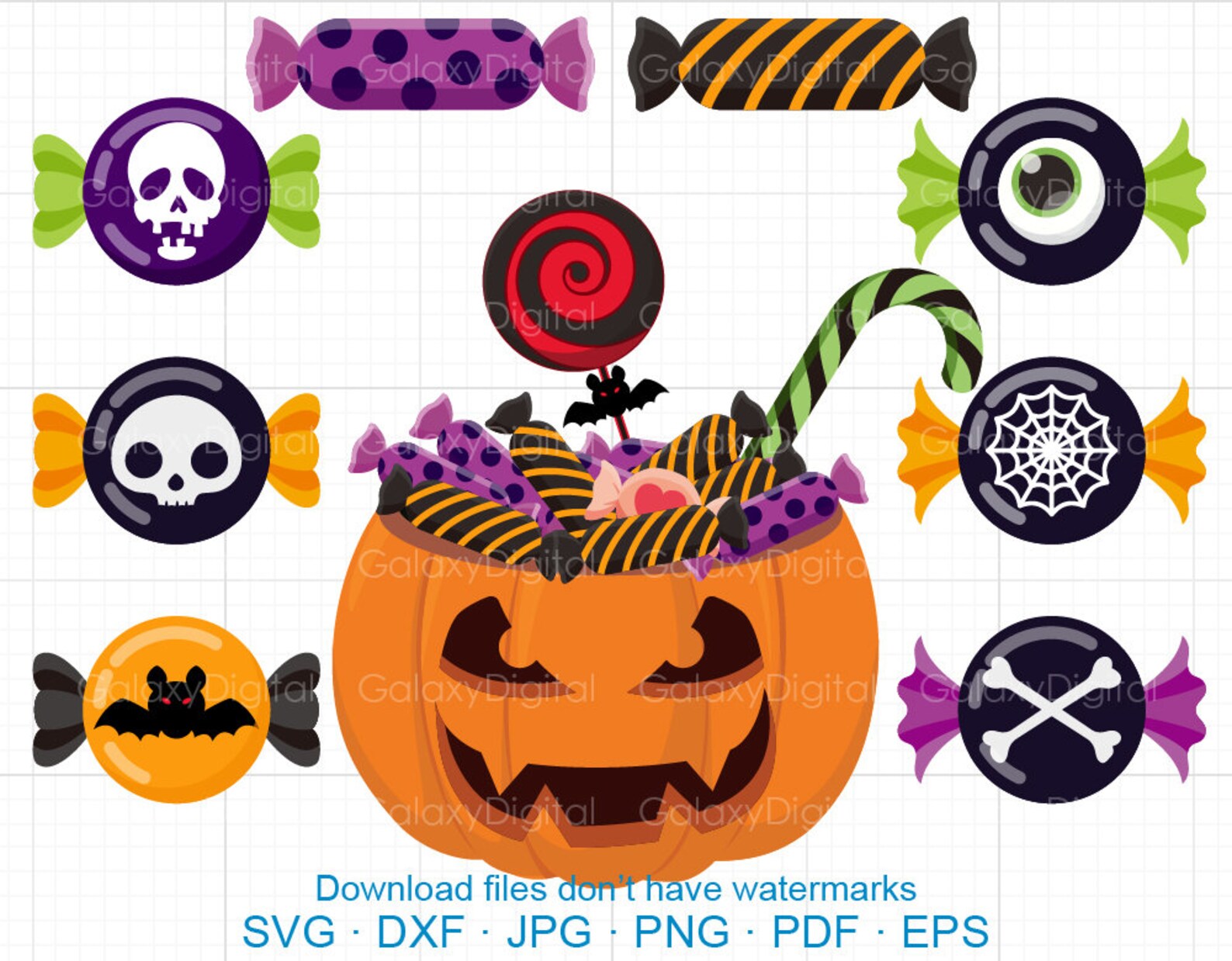 Halloween Candy Clipart SVG Halloween Sweets Clipart SVG DXF - Etsy
