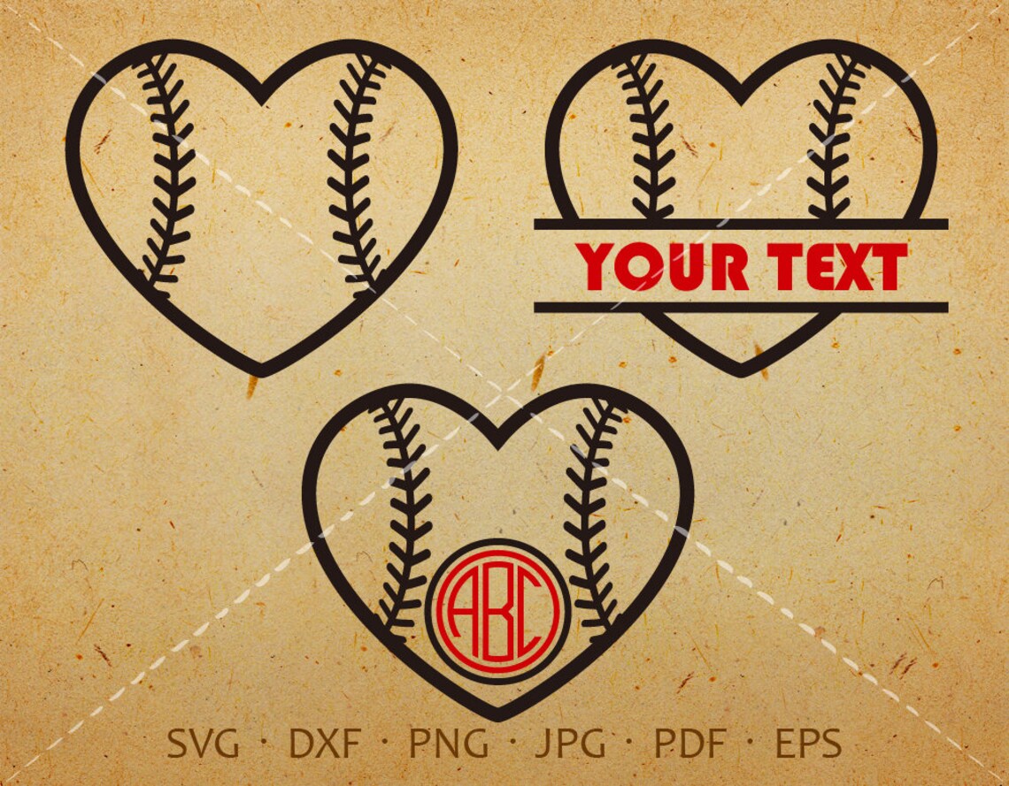 Love Baseball SVG Baseball Heart Monogram Frame Baseball - Etsy