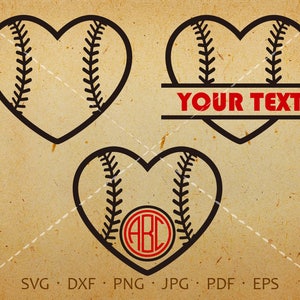 Love Baseball SVG, Baseball Heart Monogram Frame , Baseball Clipart ...