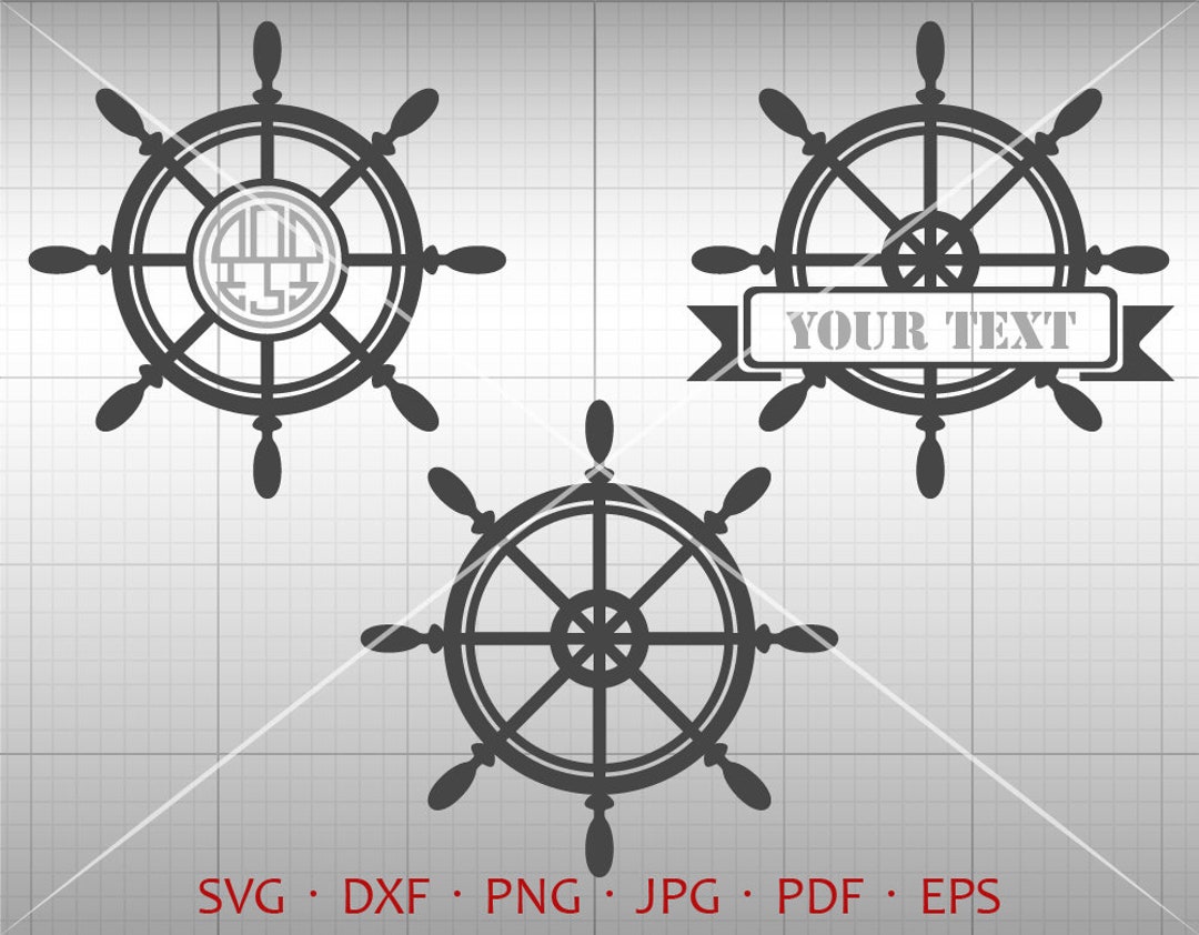 Ship Wheel SVG, Nautical Monogram Frame , Sailors Rudder Clipart Vector ...