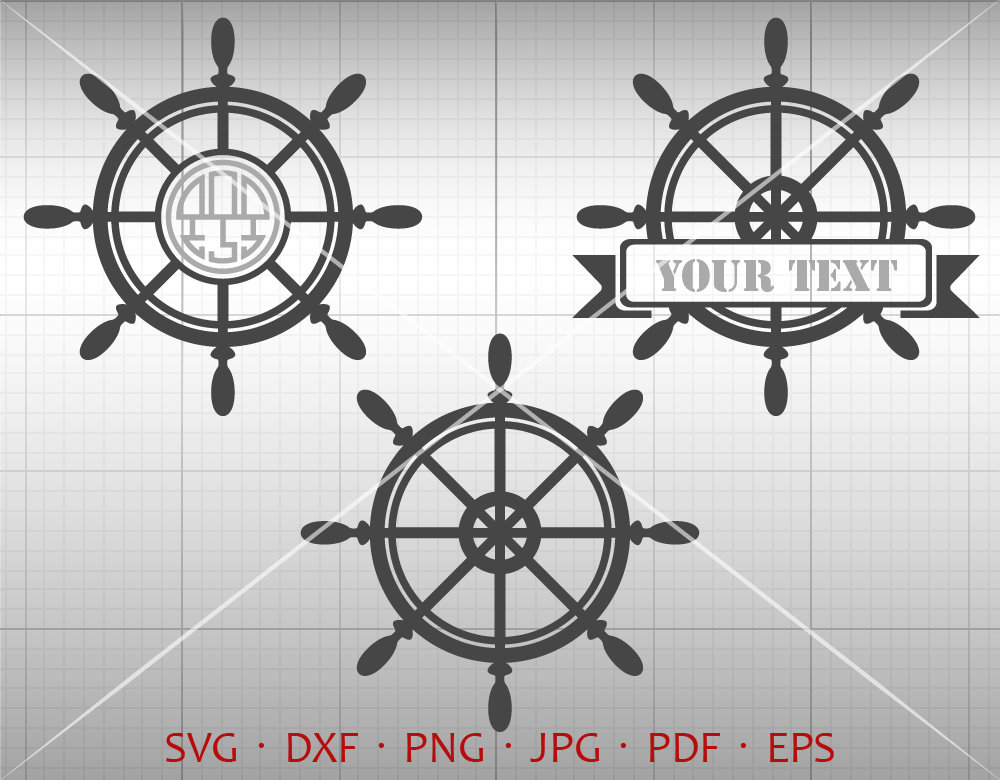 Ship Wheel SVG, Nautical Monogram Frame , Sailors Rudder Clipart Vector ...