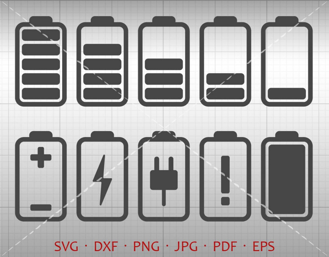 Battery SVG, Charging Clipart DXF Silhouette Cricut Cut File Vector ...