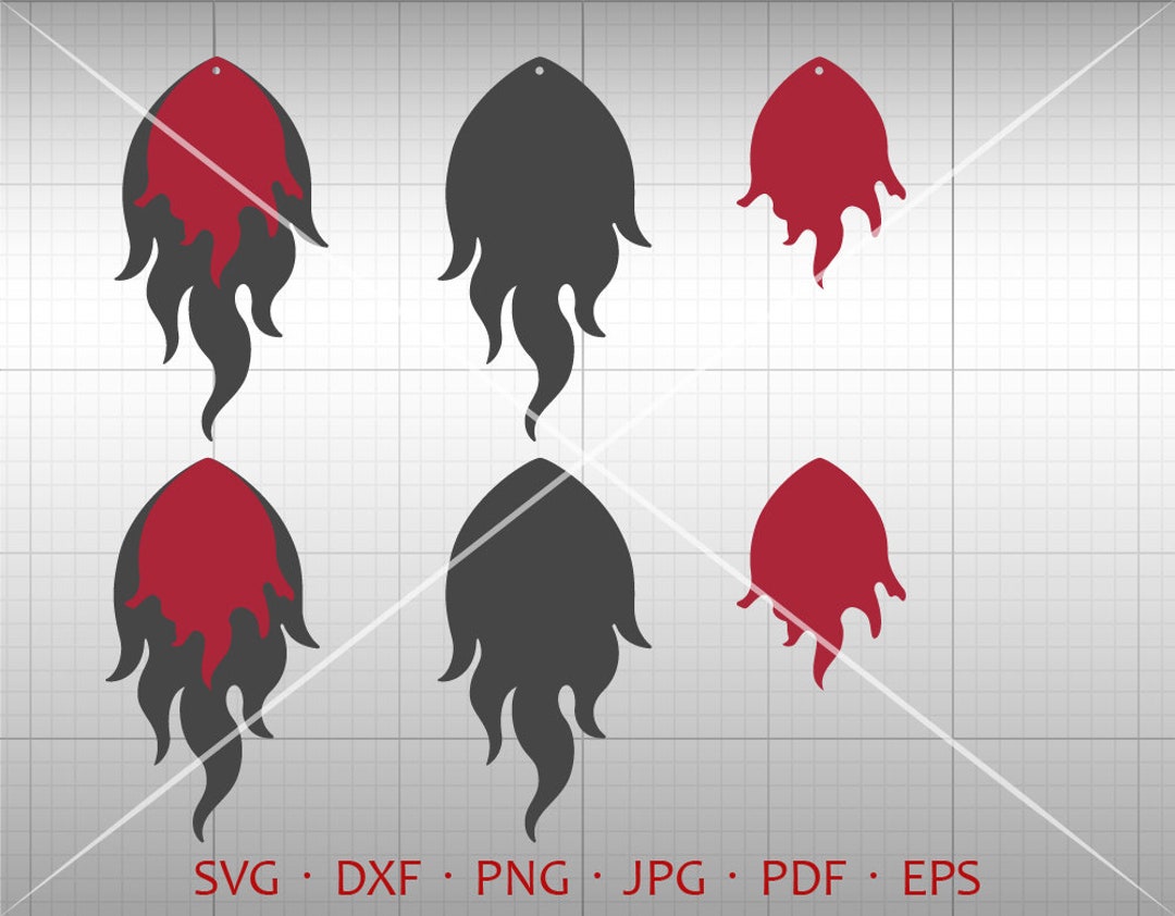 Fire Earring SVG, Pendant Svg, Tear Drop Vector DXF, Leather Earring ...
