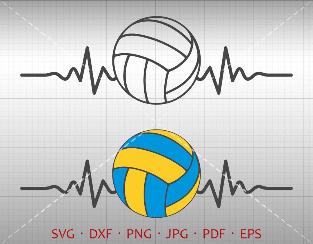 Heartbeat Volleyball SVG, Volleyball Clipart Silhouette Cricut Cut ...