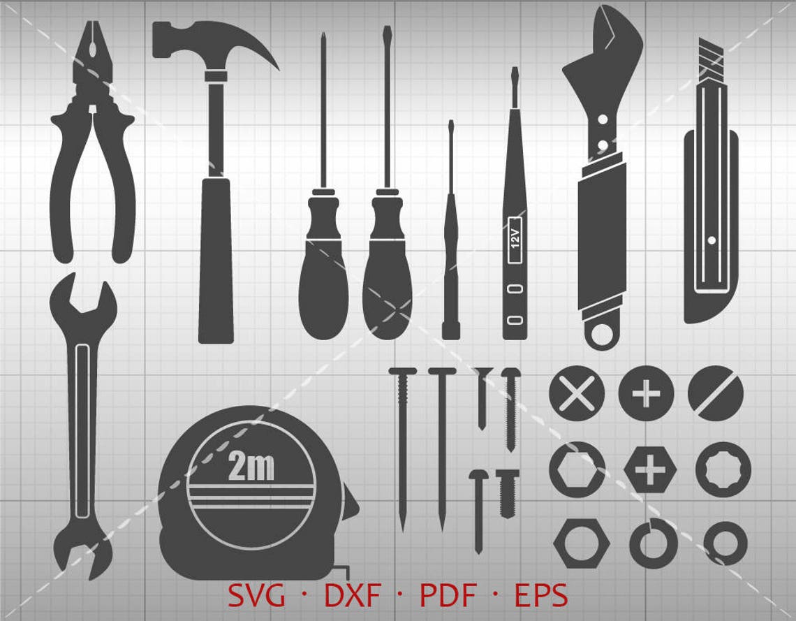 Tools SVG Wrench Hammer Plier Screwdriver Knife Tape | Etsy