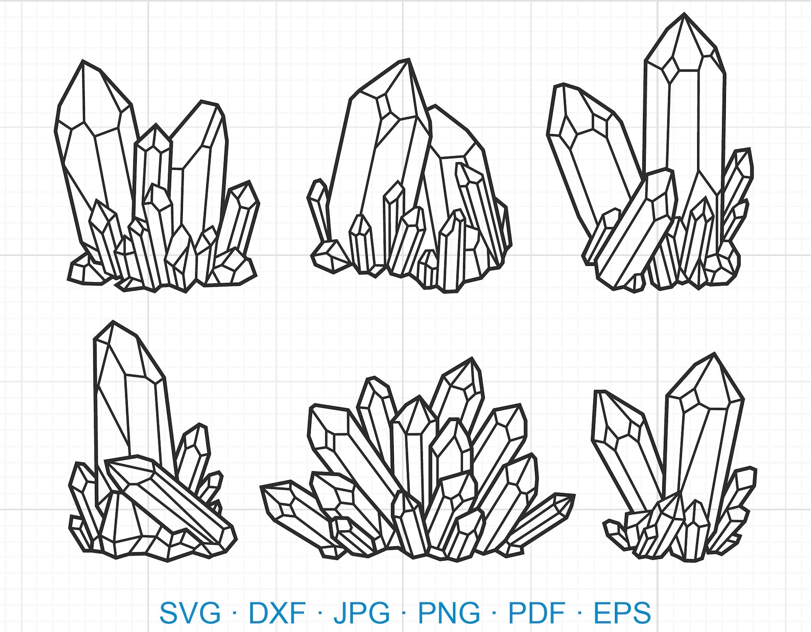 Crystal Cluster SVG Gemstone SVG Crystal Gem Clipart | Etsy UK