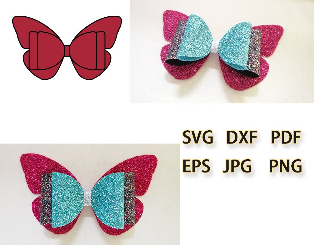 Butterfly 3D Bow SVG, DIY Bow Cut File, Leather Hair Accessories Making ...