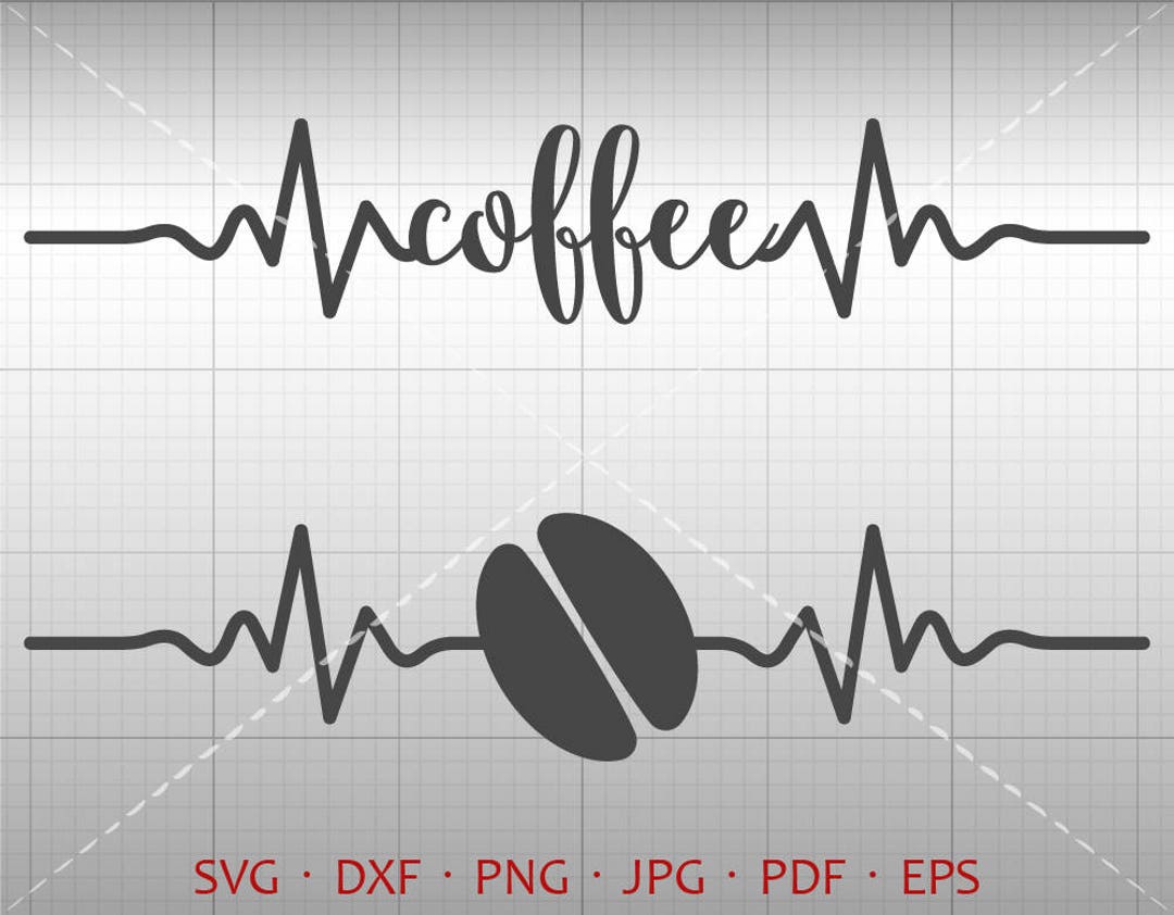 Heartbeat Coffee SVG EKG Coffee Clipart Coffee Bean SVG - Etsy