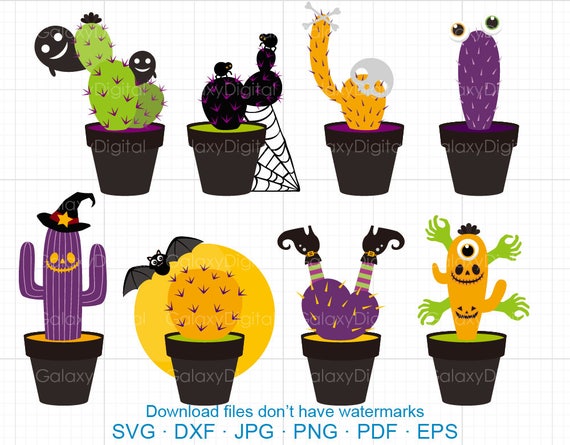 Halloween Cactus Clipart SVG Spooky Clipart SVG DXF | Etsy