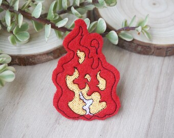 2 Pieces. White Flame Fire Patch Cartoon Kids Embroidered Iron on Sew ...