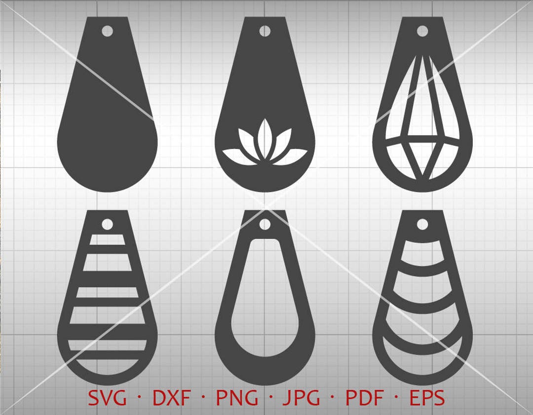 Teardrop SVG, Earring SVG, Pendant Svg, Tear Drop Vector DXF, Leather ...